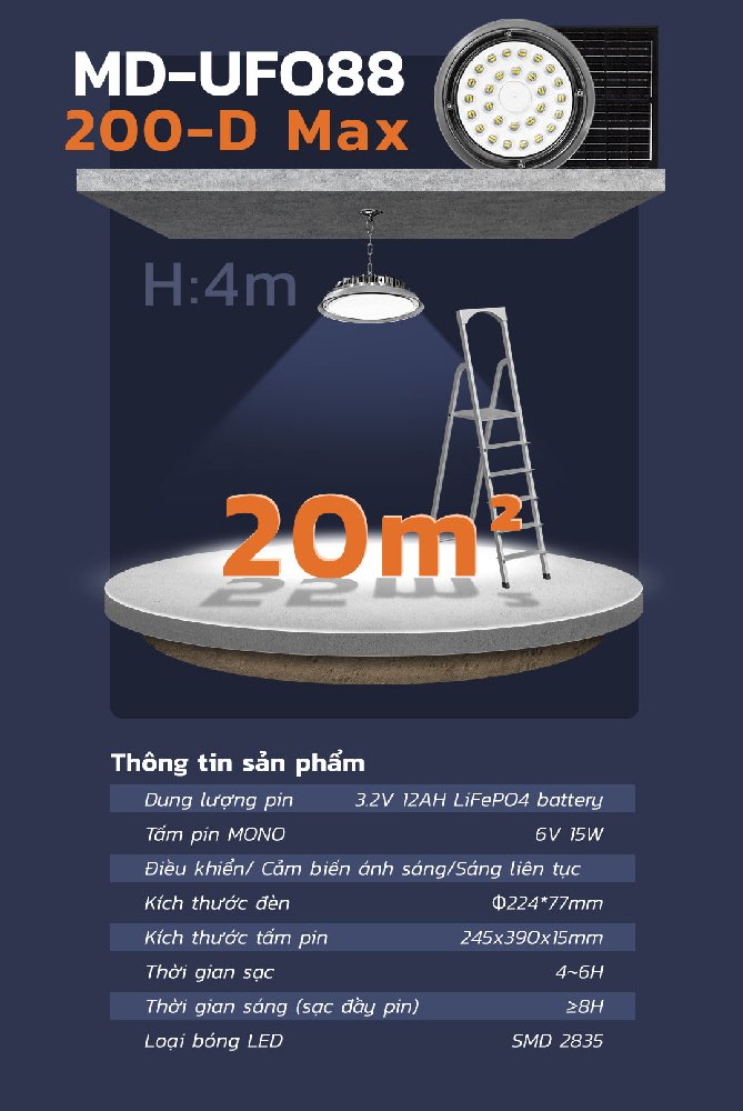 Đèn đĩa bay UFO88-D-Max | MODI SOLAR Việt Nam | MODI SOLAR Chính thức